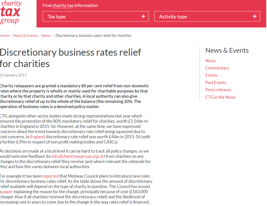 Discretionary business rates relief for charities - Charity Tax Group